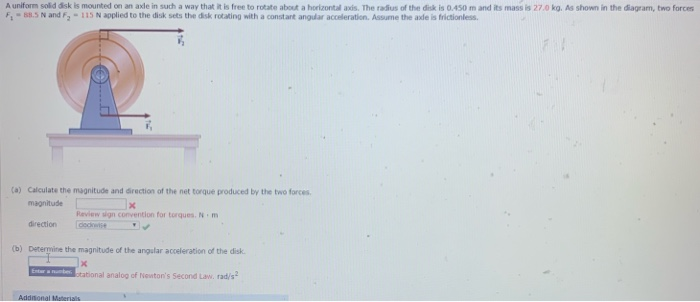 Solved A uniform solid disk is mounted on an axle in such a | Chegg.com