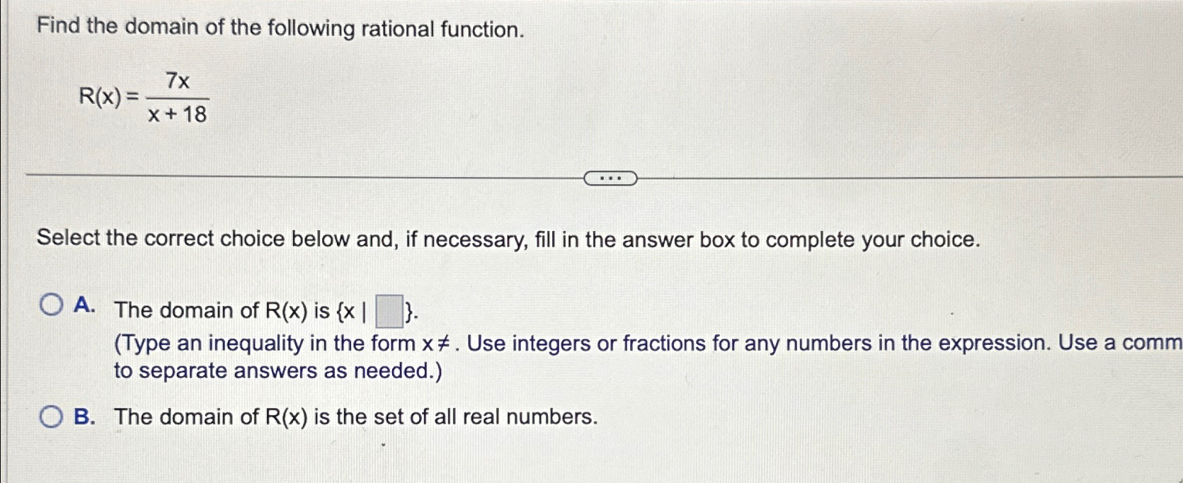 Solved Find the domain of the following rational | Chegg.com