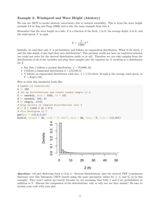 Example 2: Windspeed and Wave Height (Aleatory) We | Chegg.com
