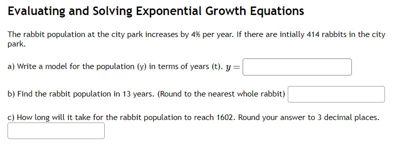 Solved Evaluating and Solving Exponential Growth | Chegg.com