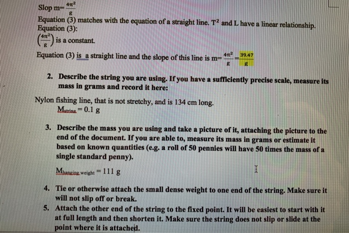 Solved Pendulum Lab V Purpose: Before the value of g was | Chegg.com