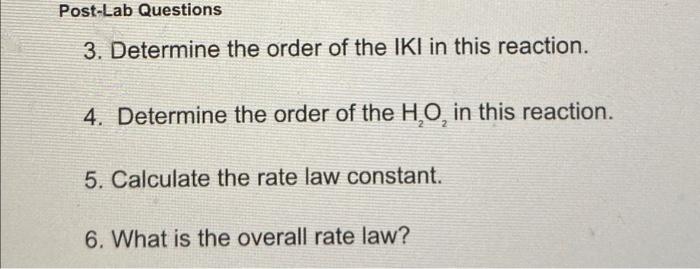Determine the order of IKI in this reaction. | Chegg.com