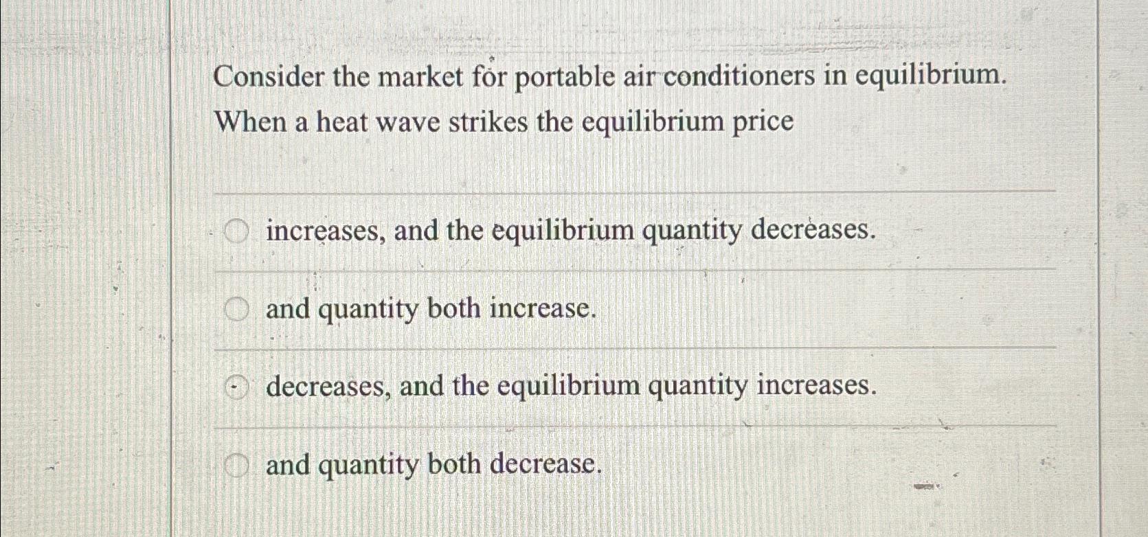 Solved Consider the market for portable air conditioners in | Chegg.com