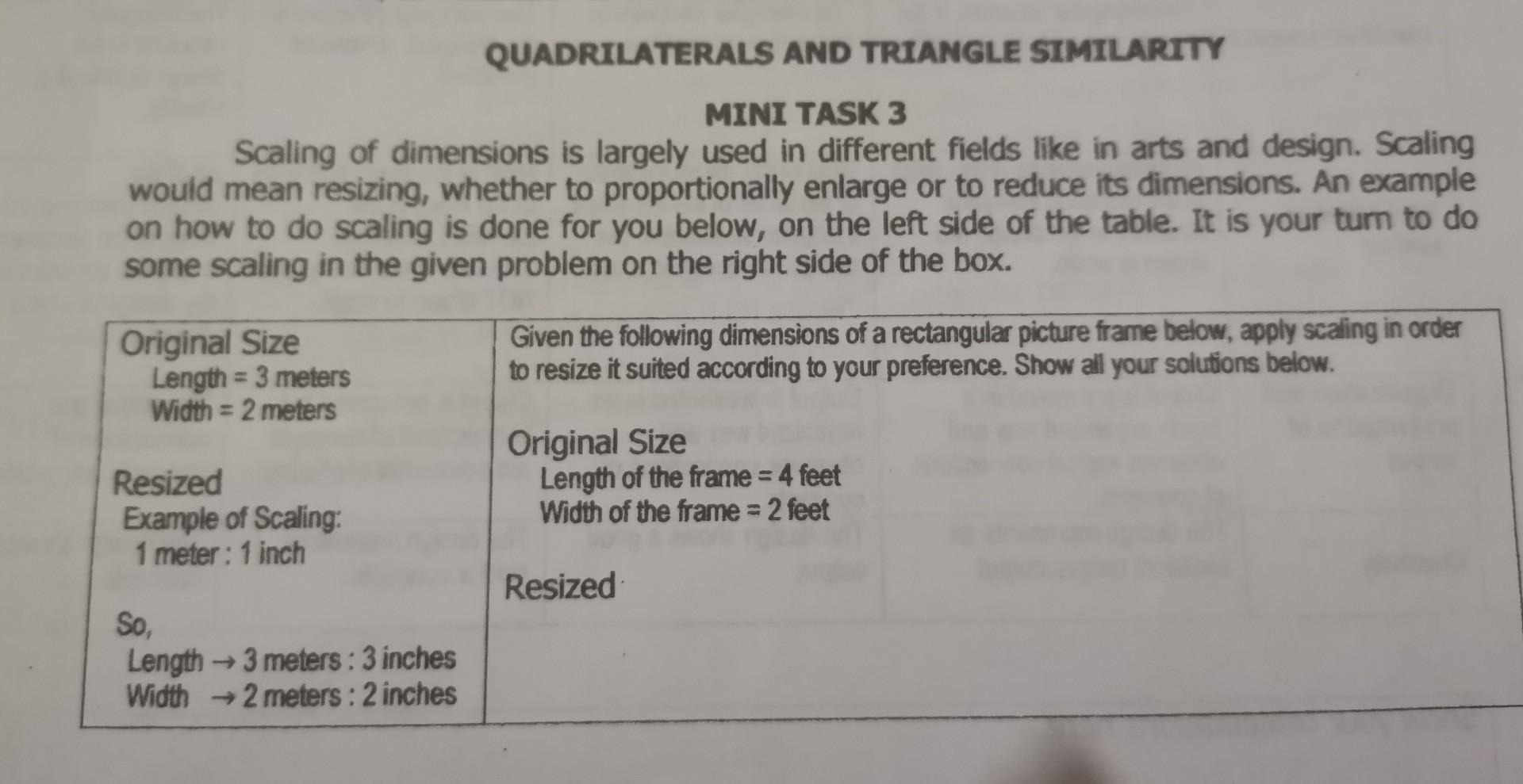 Solved QUADRILATERALS AND TRIANGLE SIMILARITY MINI TASK 3 | Chegg.com