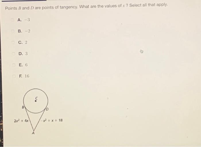 Solved Points B and D are points of tangency. What are the | Chegg.com
