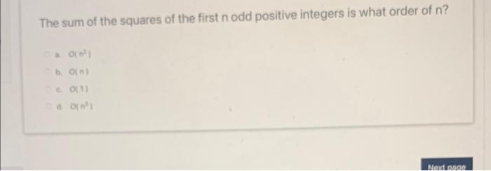 Solved The sum of the squares of the first n odd positive | Chegg.com