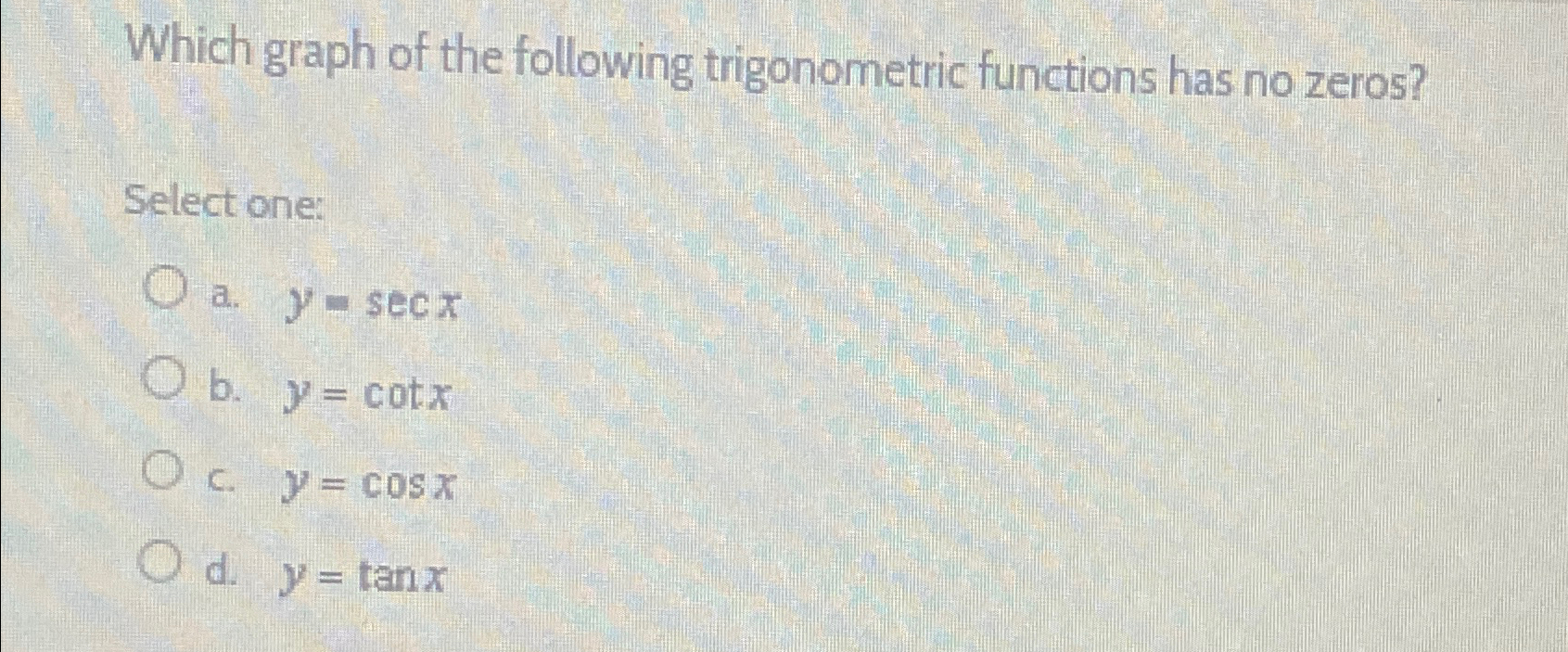 Solved Which graph of the following trigonometric functions | Chegg.com