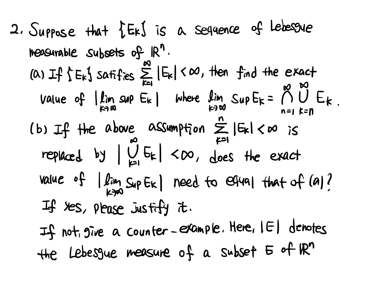 Solved Suppose that {Ek} ﻿is a sequence of Lebesgue | Chegg.com