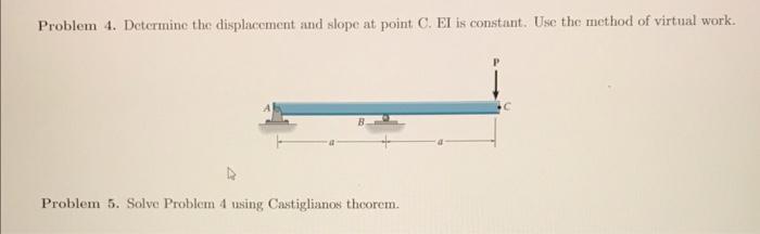 Solved Problem 4. Determine the displacement and slope at | Chegg.com