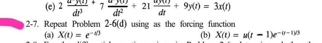 Solved 2-7. Repeat Problem 2-6(d) using as the forcing | Chegg.com