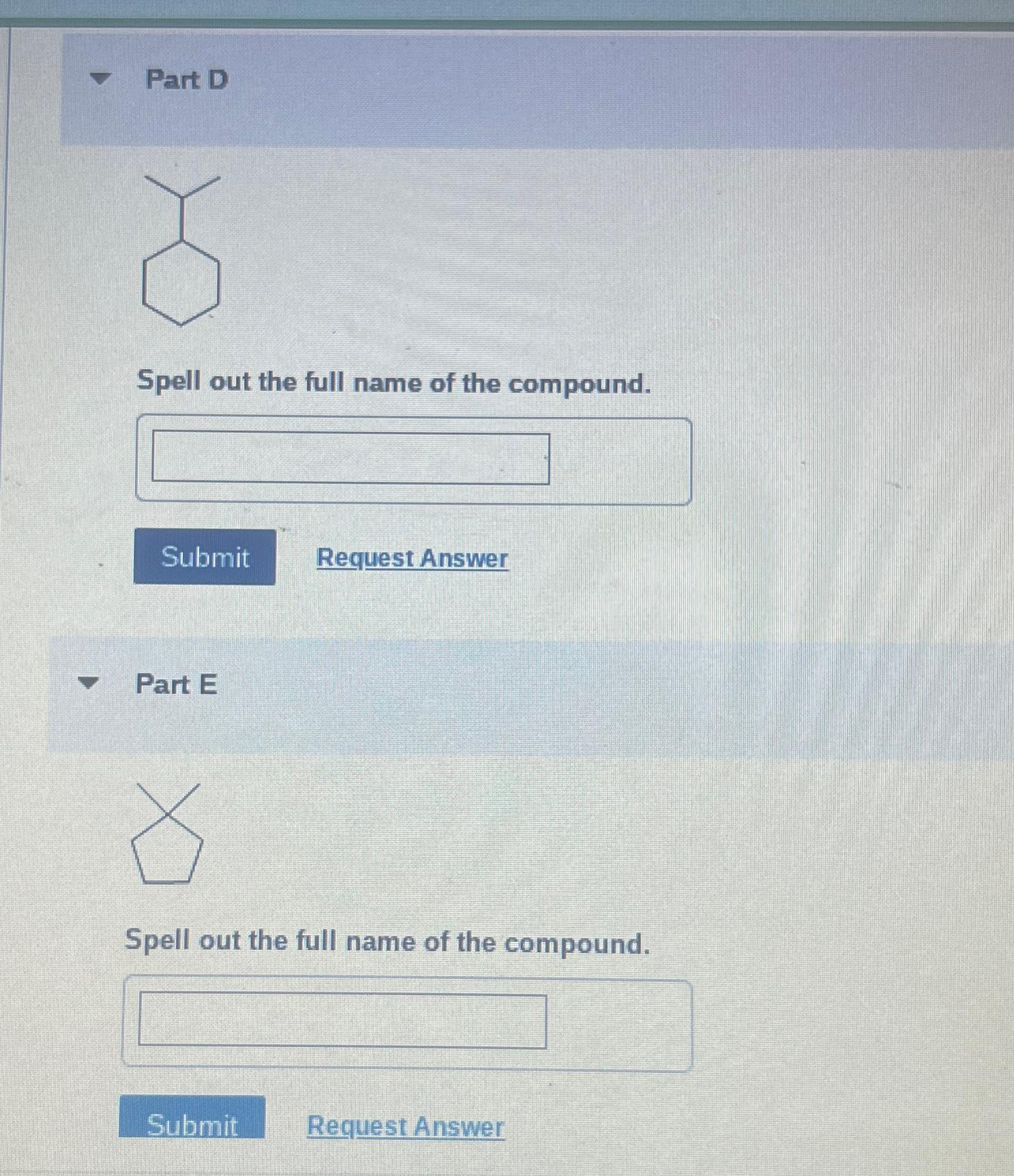 Part DSpell out the full name of the compound.Request | Chegg.com