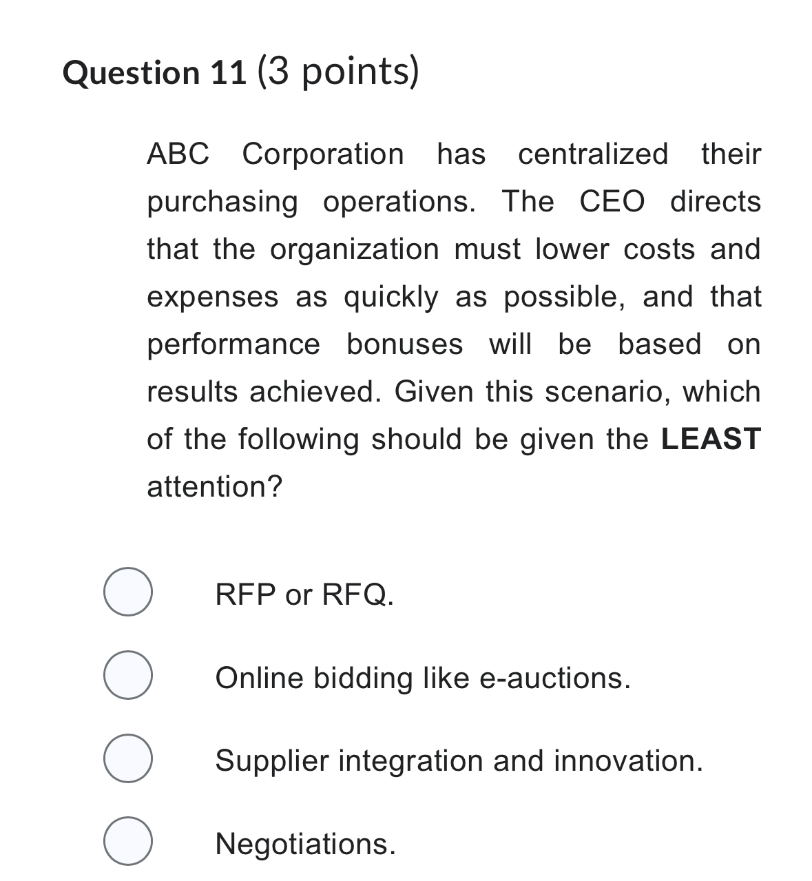 Solved Question 11 (3 ﻿points)ABC Corporation has | Chegg.com