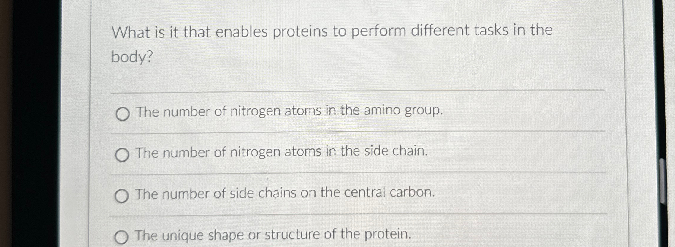 Solved What is it that enables proteins to perform different | Chegg.com