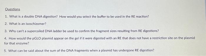 Solved Questions 1. What is a double DNA digestion? How | Chegg.com