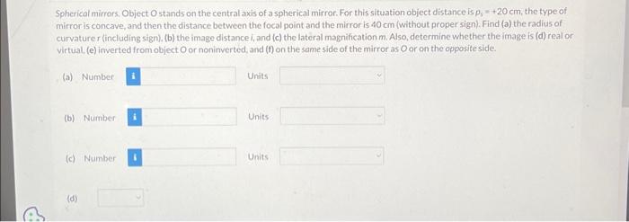 Solved Spherical mirrors, Object O stands on the central | Chegg.com