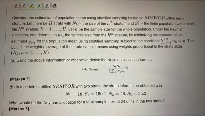 Solved Consider the estimation of population mean using | Chegg.com
