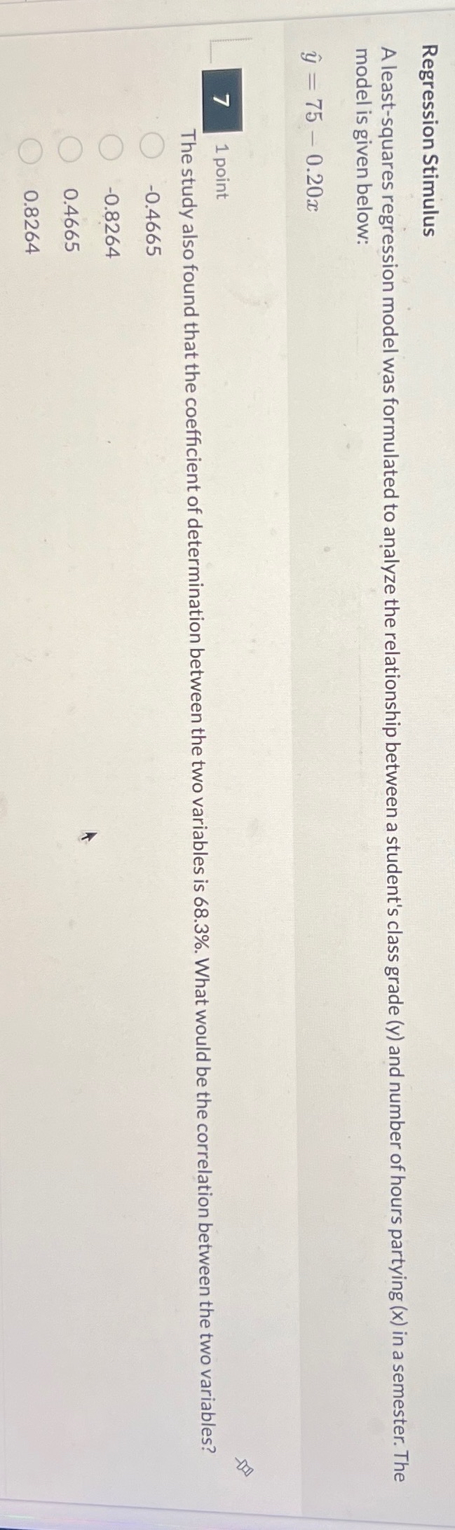 Solved Regression StimulusA least-squares regression model | Chegg.com