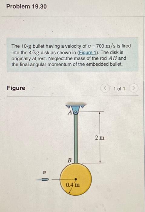 Solved The 10-g bullet having a velocity of v=700 m/s is | Chegg.com