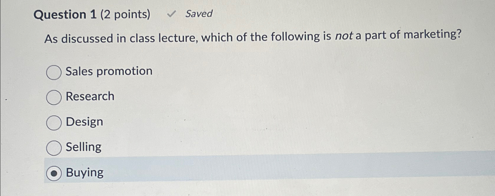 Solved Question 1 (2 ﻿points) ﻿SavedAs discussed in class | Chegg.com