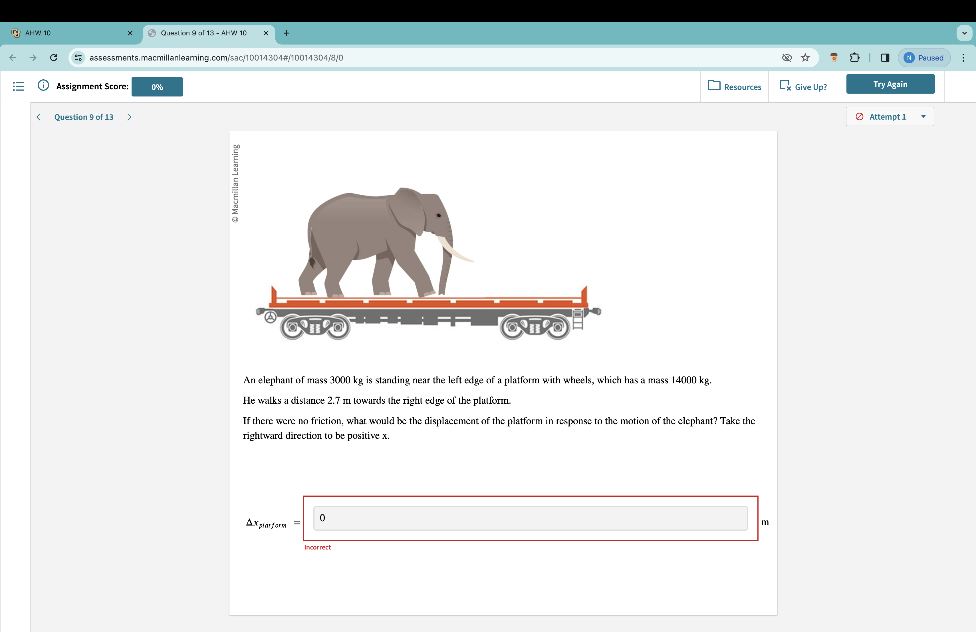 Solved An elephant of mass 3000kg ﻿is standing near the left | Chegg.com