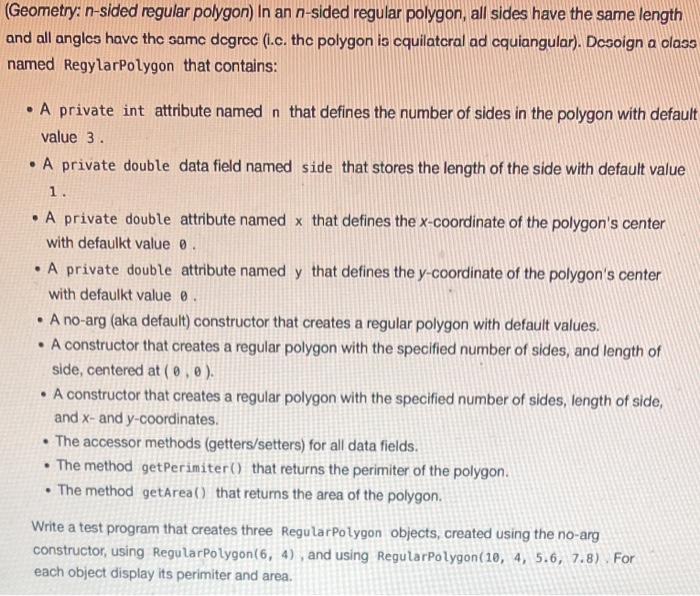 Solved (Geometry: n-sided regular polygon) In an n-sided | Chegg.com
