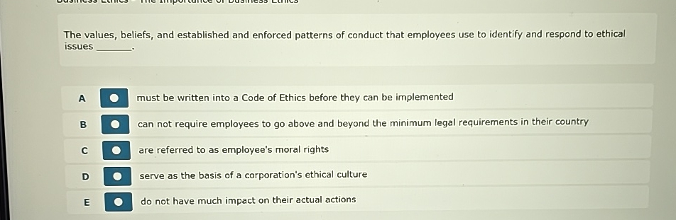 Solved The values, beliefs, and established and enforced | Chegg.com