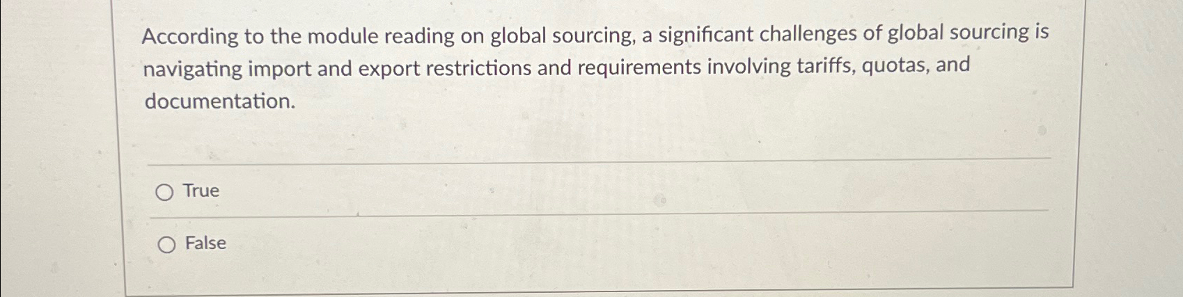 Solved According to the module reading on global sourcing, a | Chegg.com