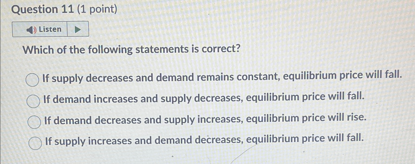 Solved Question 11 (1 ﻿point)ListenWhich of the following | Chegg.com