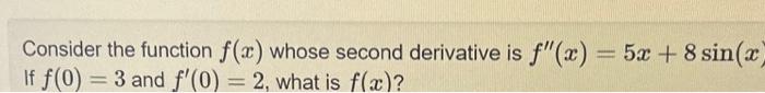Solved Consider the function f(x) whose second derivative is | Chegg.com