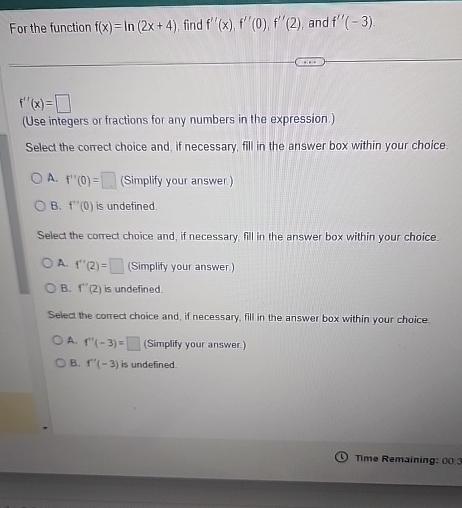 Solved For the function f(x)=ln(2x+4), ﻿find | Chegg.com