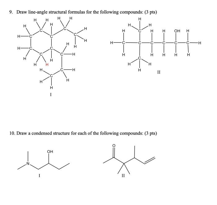Solved 9. Draw line-angle structural formulas for the | Chegg.com
