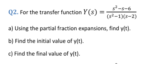 Solved Q2. ﻿For the transfer function | Chegg.com