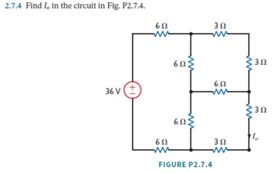 Solved 2.7.4 ﻿Find I0 ﻿in the circuit in Fig. P2.7.4. | Chegg.com