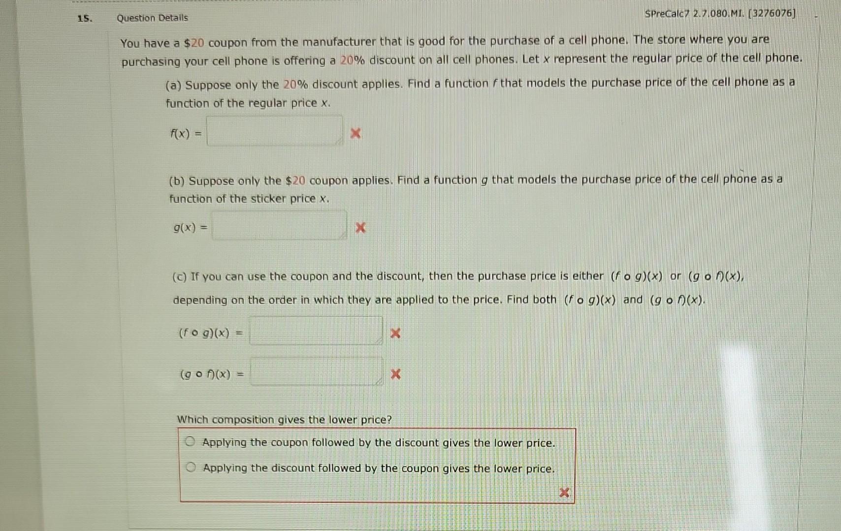 Solved Consider the following functions. f(x)=x+3x,g(x)=5x−3 | Chegg.com