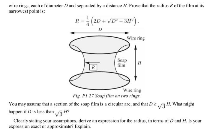 Solved PLEASE EXPLAIN GEOMETRY 27. Soap film on wire | Chegg.com