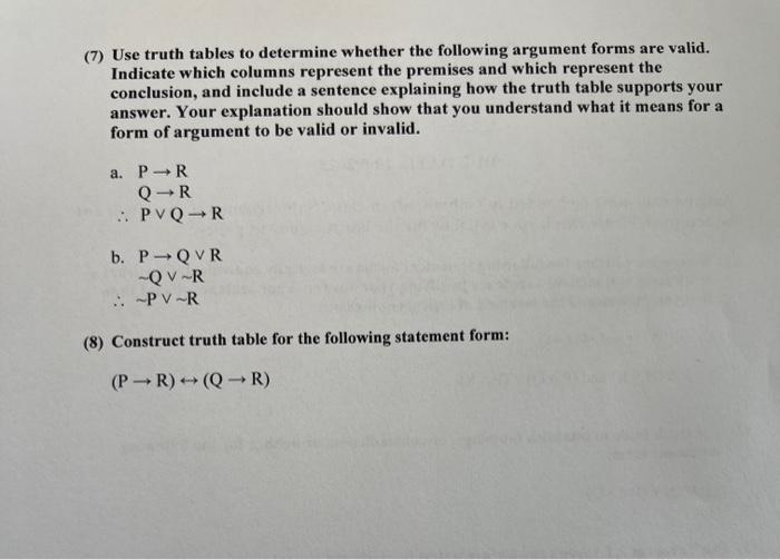 Solved (1) Determine whether the following statement forms | Chegg.com