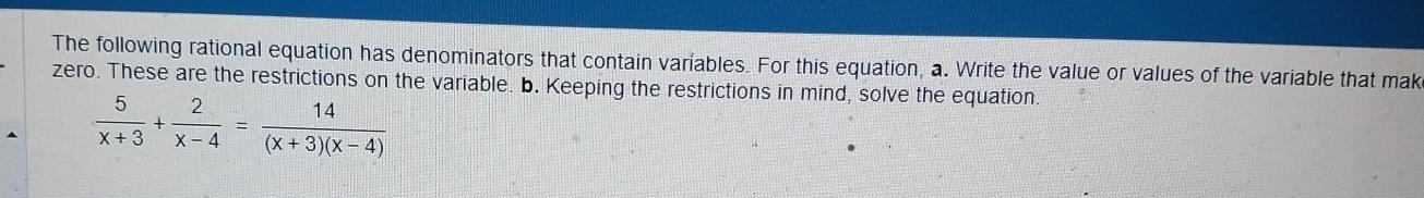Solved The following rational equation has denominators that | Chegg.com