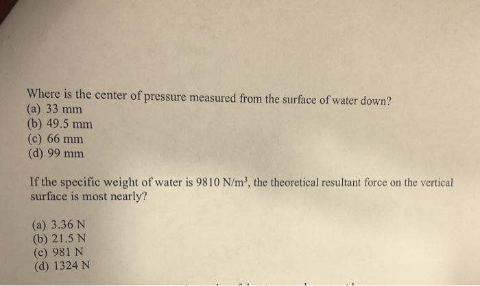 Solved 8. In a fluid statics experiment the water level in | Chegg.com