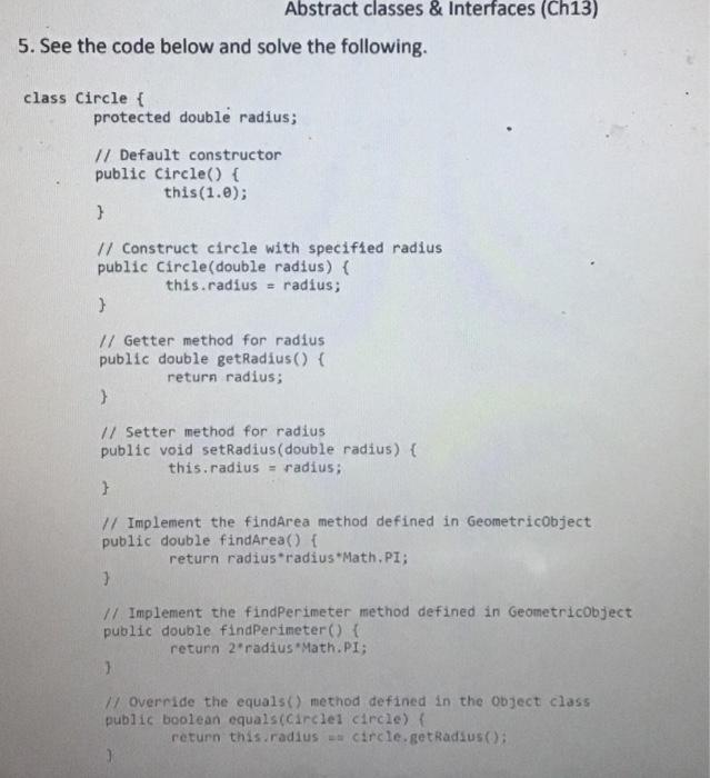 Solved 5. See the code below and solve the following. class | Chegg.com