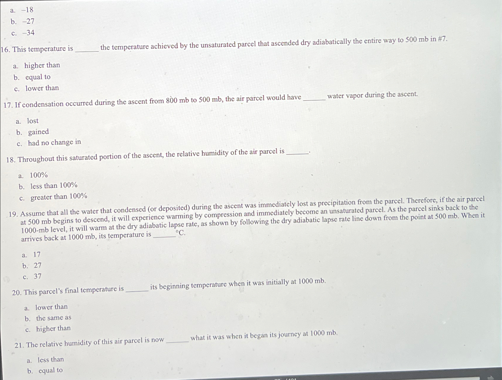 Solved a. -18b. -27c. -3416. ﻿This temperature is the | Chegg.com