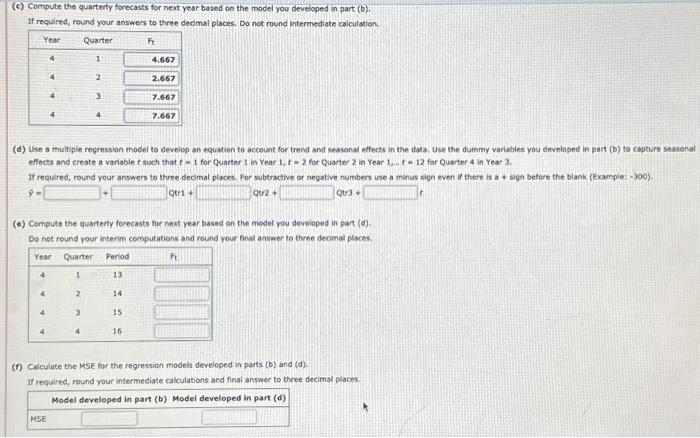 Solved Consider the following time series data. (a) Choose | Chegg.com