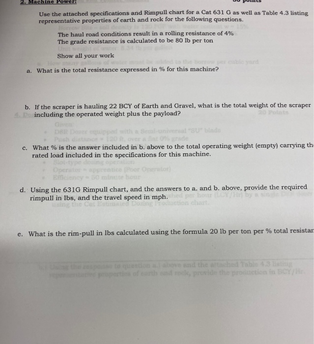 2. CHR POWER w pommes Use the attached specifications | Chegg.com