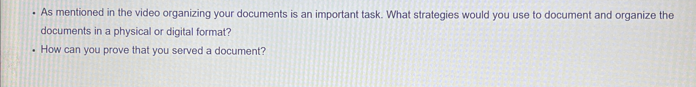 Solved As mentioned in the video organizing your documents | Chegg.com