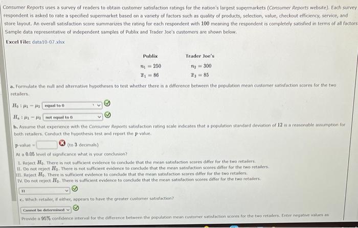 Solved onsumer Reports uses a survey of readers to obtain | Chegg.com