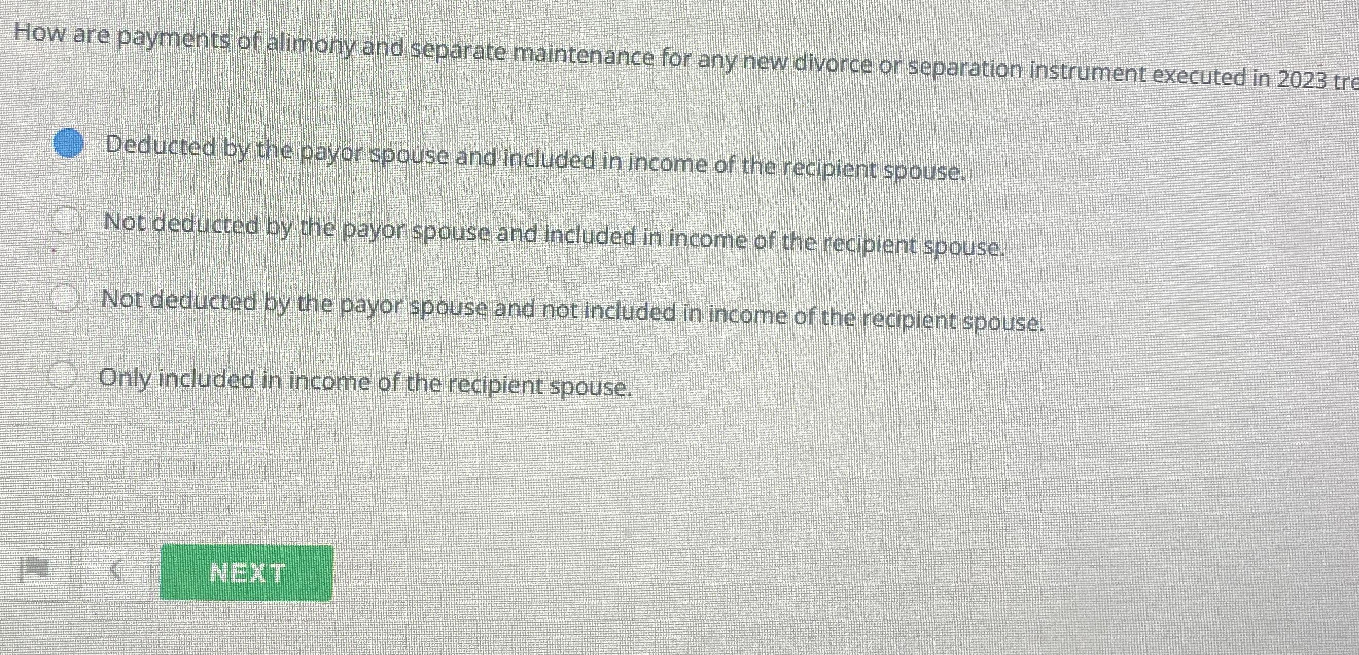 How are payments of alimony and separate maintenance | Chegg.com