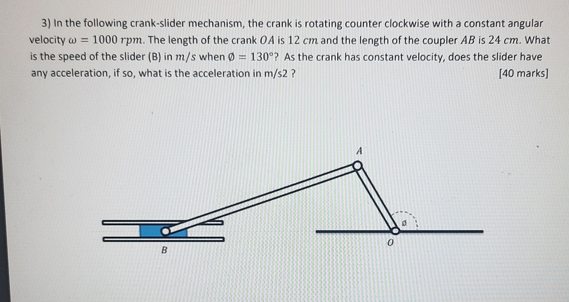 Solved In the following crank-slider mechanism, the crank is | Chegg.com