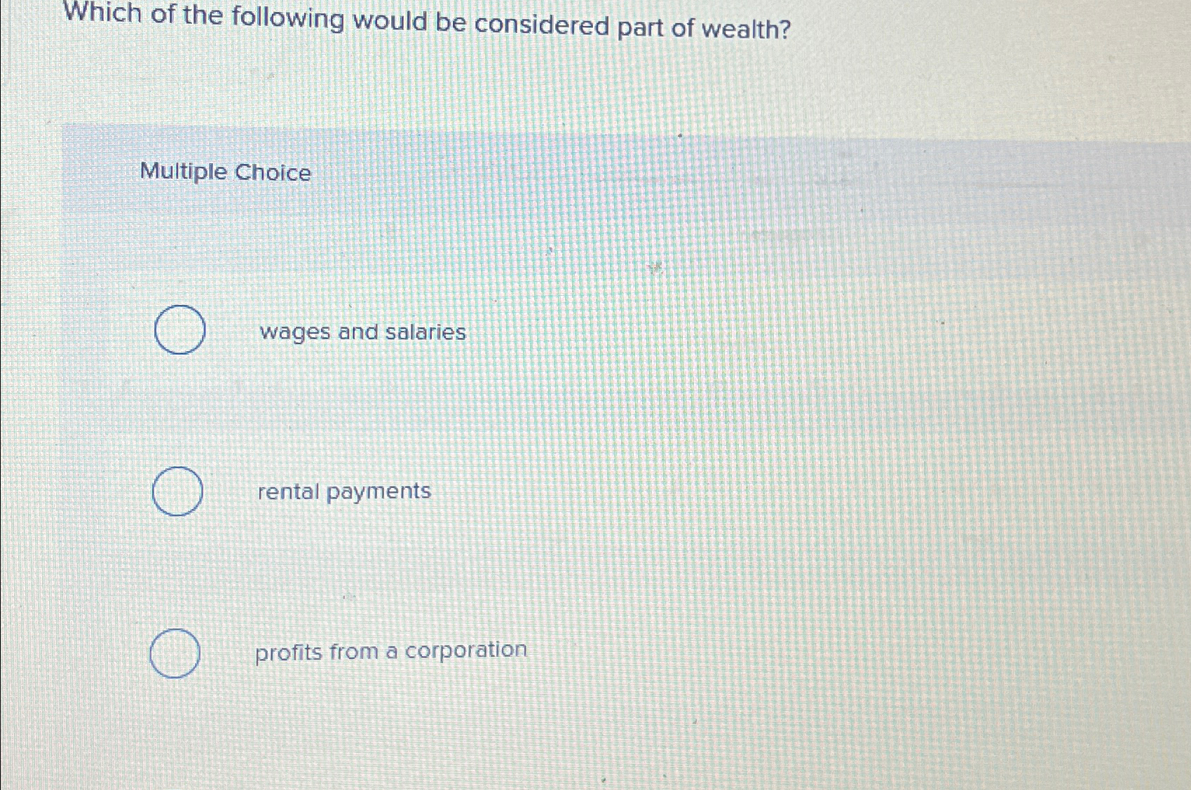 Solved Which of the following would be considered part of | Chegg.com