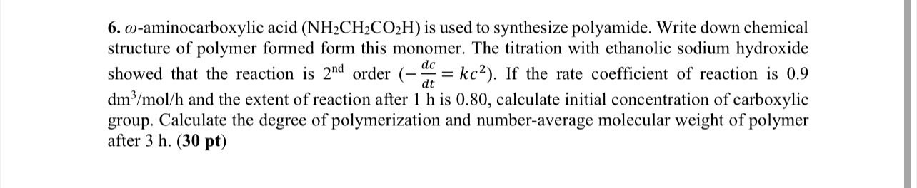 Solved ω-aminocarboxylic acid (NH2CH2CO2H) ﻿is used to | Chegg.com