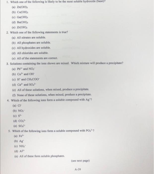 Solved 1. Which one of the following is likely to be the | Chegg.com