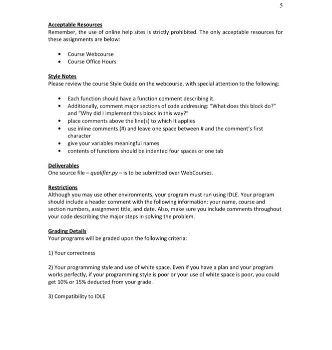 Solved Problem: 5k Race Qualifiers (qualifiers.py) Now that | Chegg.com